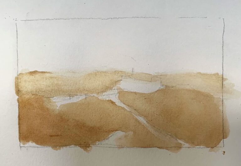 Painting with Coffee - Watercolor Landscape Tutorial | Art Studio Life